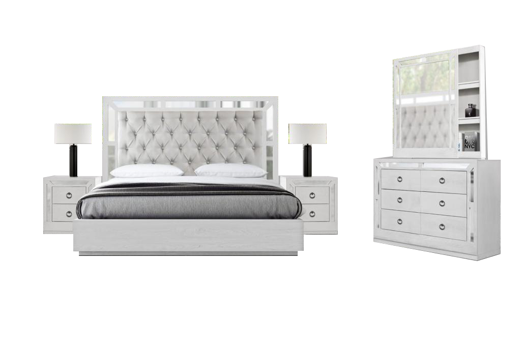 RECAMARA KING SIZE EUROPE BLANCA ESPEJO CABECERA – Mueblerías Central