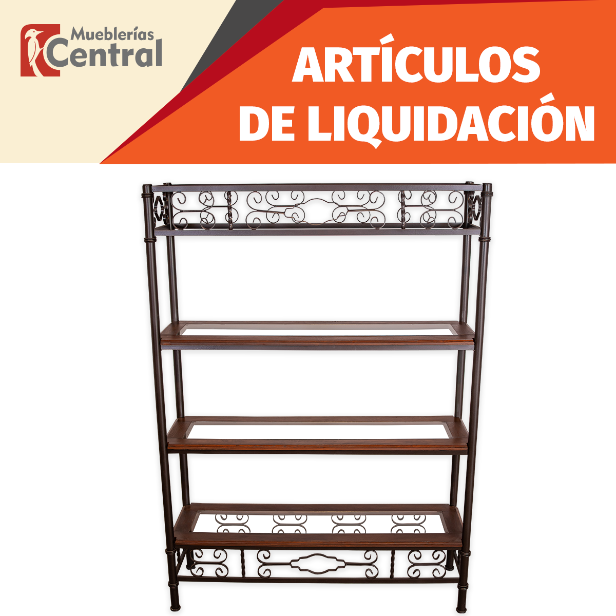 LIBRERO RÚSTICO MADERA NATURAL – Mueblerías Central